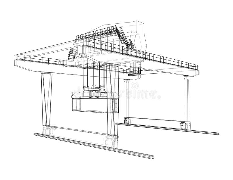 Rail-mounted Gantry Container Crane Outline Stock Illustration ...