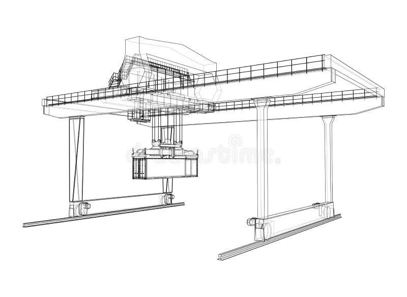 Rail-mounted Gantry Container Crane Outline Stock Vector - Illustration ...
