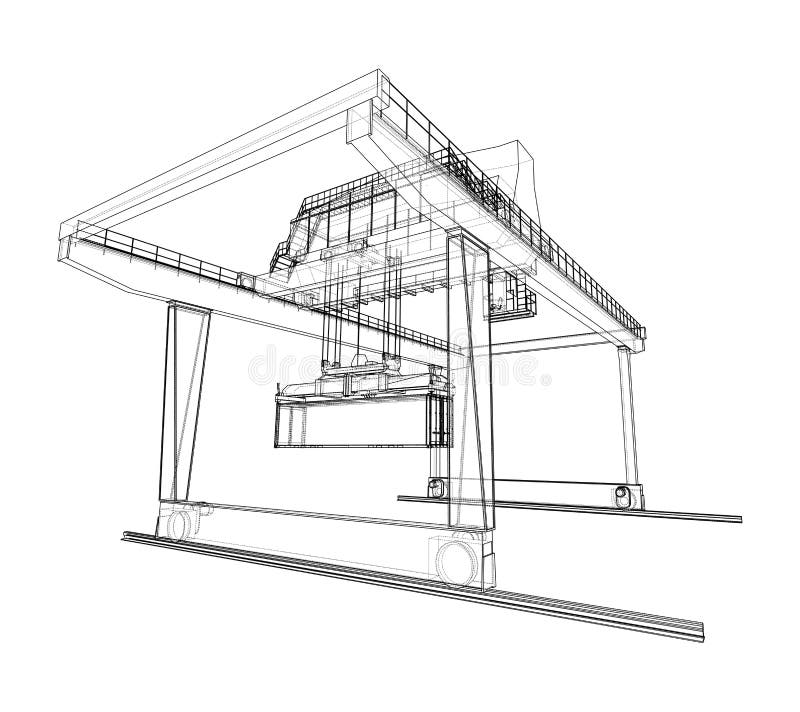 Rail-mounted Gantry Container Crane Outline Stock Vector - Illustration ...
