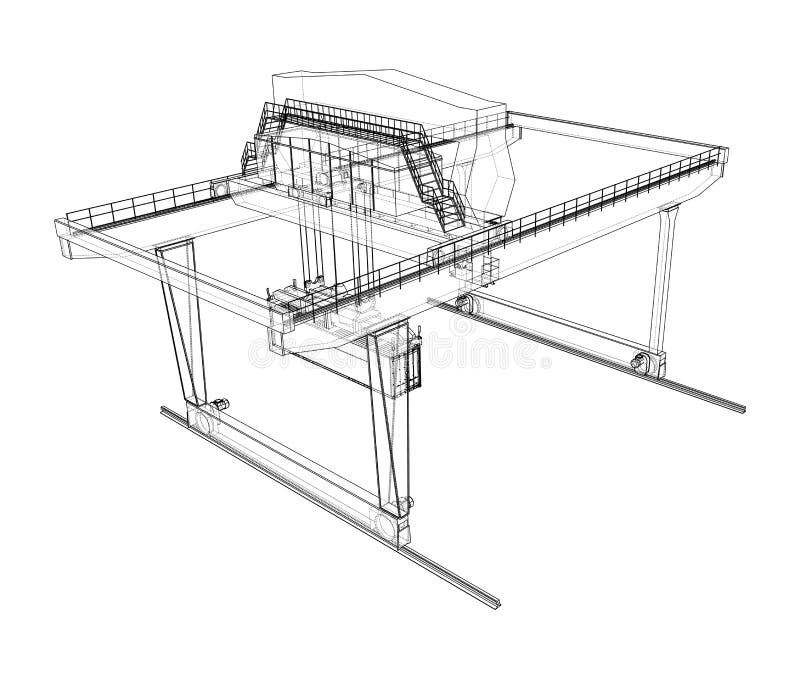 Rail-mounted Gantry Container Crane Outline Stock Vector - Illustration ...