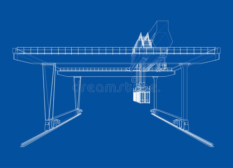 Rail-mounted Gantry Container Crane Outline Stock Vector - Illustration ...