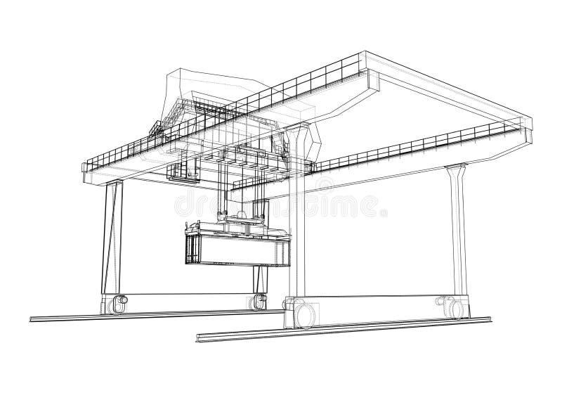 Rail-mounted Gantry Container Crane Outline Stock Vector - Illustration ...