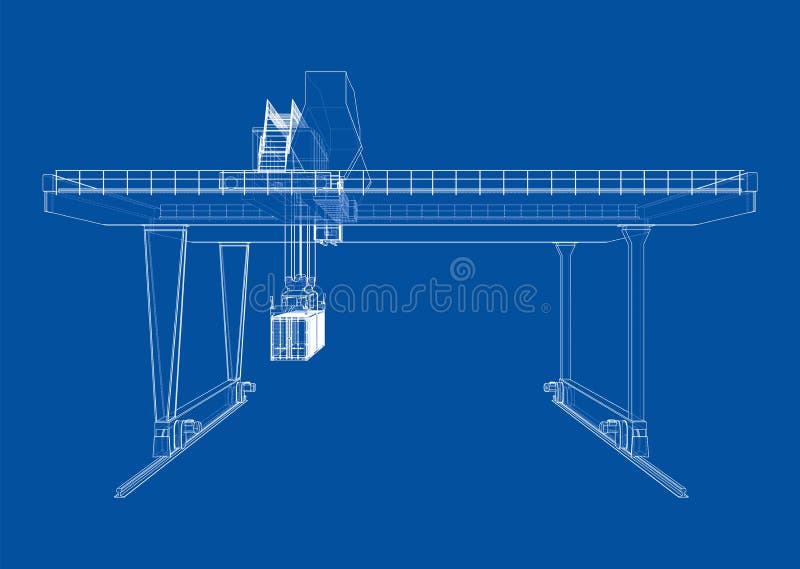 Rail-mounted Gantry Container Crane Outline Stock Vector - Illustration ...