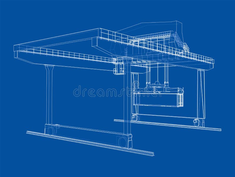 Rail-mounted Gantry Container Crane Outline Stock Vector - Illustration ...