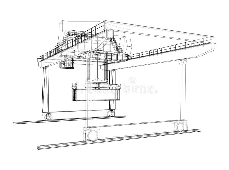 Rail-mounted Gantry Container Crane Outline Stock Vector - Illustration ...