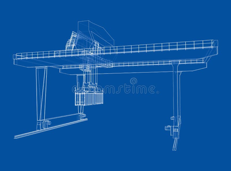 Rail-mounted Gantry Container Crane Outline Stock Vector - Illustration ...