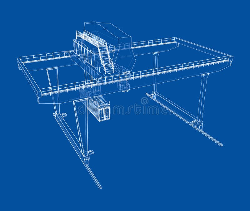 Rail-mounted Gantry Container Crane Outline Stock Vector - Illustration ...