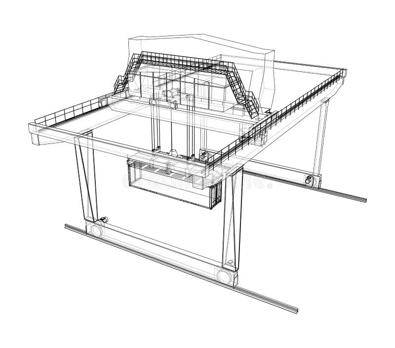 Rail-mounted Gantry Container Crane Outline Stock Vector - Illustration ...