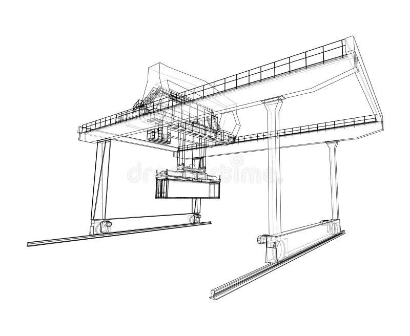 Rail-mounted Gantry Container Crane Outline Stock Vector - Illustration ...