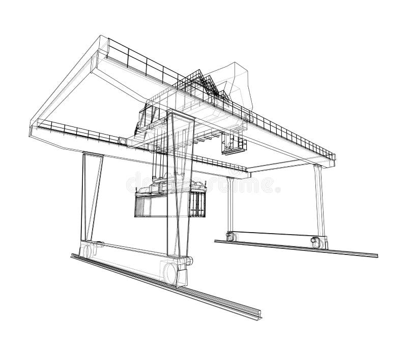 Rail-mounted Gantry Container Crane Outline Stock Vector - Illustration ...