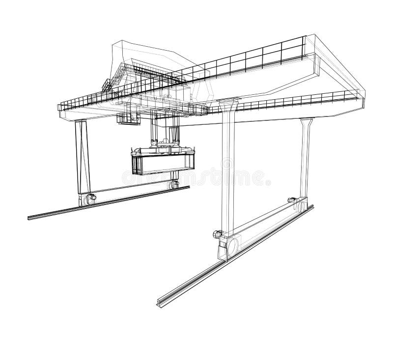 Rail-mounted Gantry Container Crane Outline Stock Vector - Illustration ...