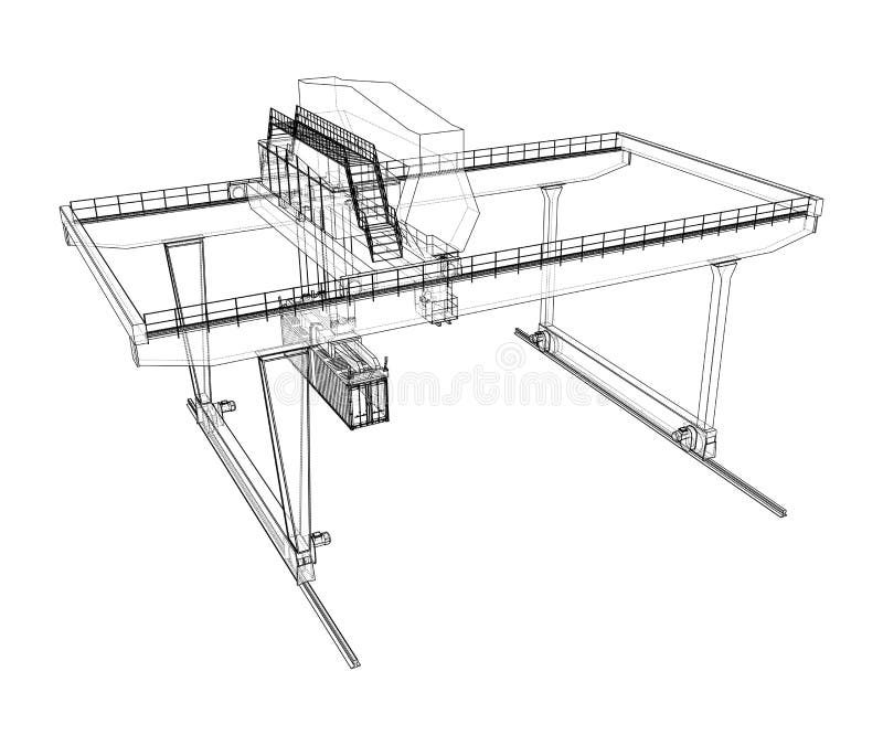 Rail-mounted Gantry Container Crane Outline Stock Vector - Illustration ...