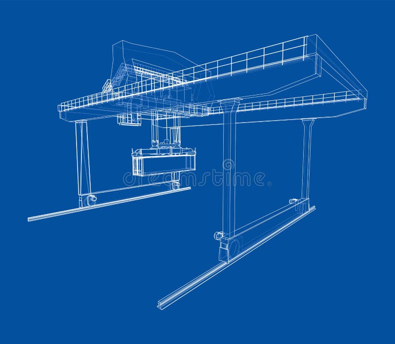 Rail-mounted Gantry Container Crane Outline Stock Vector - Illustration ...