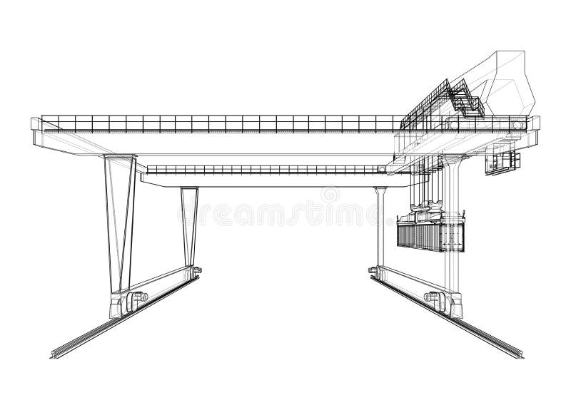 Rail-mounted Gantry Container Crane Outline Stock Vector - Illustration ...