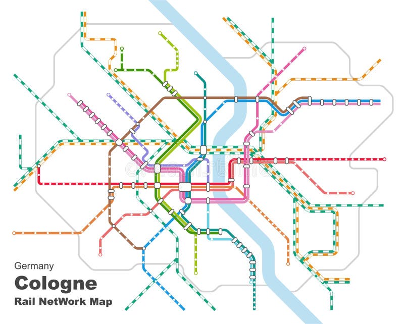 Rail Network Map of Cologne,Germany Stock Vector - Illustration of ...