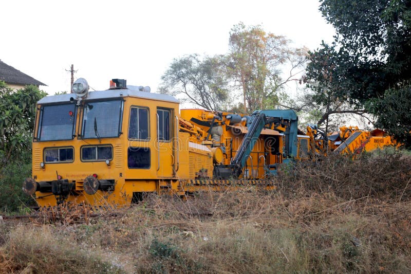 Rail Repair Machine in India - Image Stock Photo - Image of gravel ...