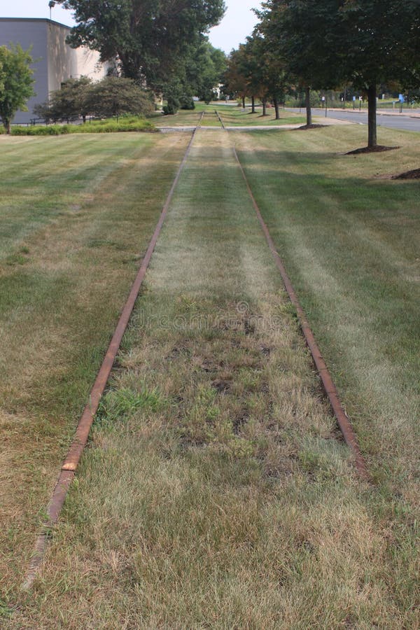 Rail Road Tracks Abandoned, Grass Growing Over Stock Image - Image of ...