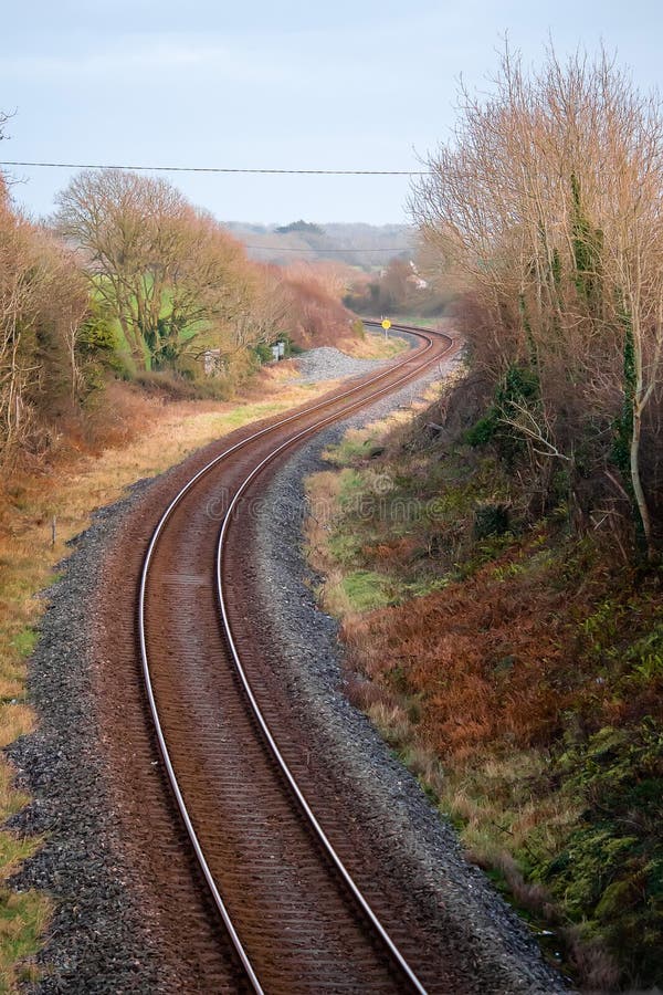 Rail Road Tracks in Nature Environment. Transport Industry Concept ...