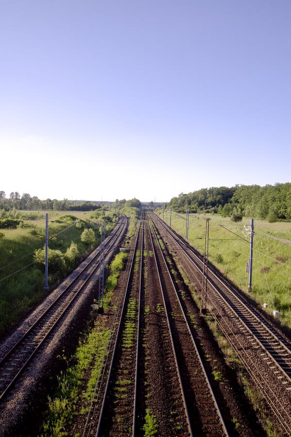 Rail Road Tracks. Railroad. Stock Image - Image of rear, grass: 15036309