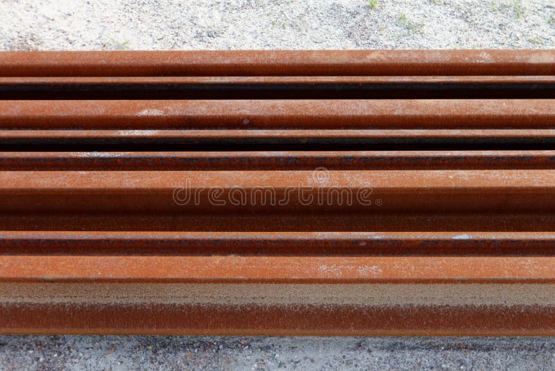 Rail Sections on the Ground Stock Photo - Image of construciton, rails ...