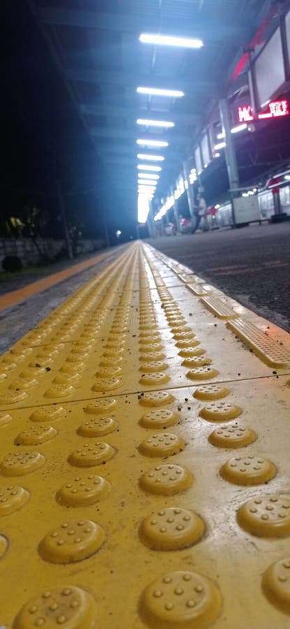 Rail Station Blind Road stock image. Image of light - 265026943