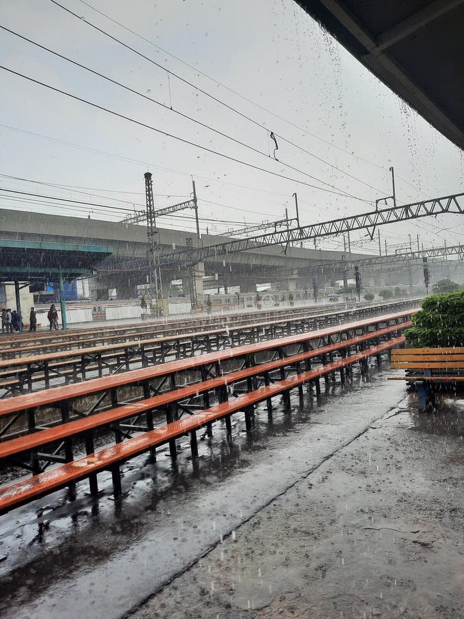 Rail Station on the Rain Part 2 Editorial Image - Image of station ...