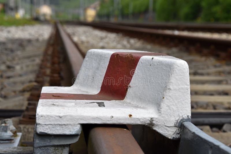 Rail Stop Located on a Railway Track Stock Image - Image of railway ...