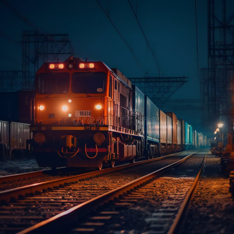 Freight and Petroleum Via Rail System Using Trains.generative Ai Stock ...