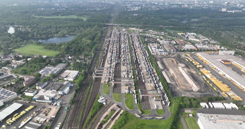 Rail To Road and Vice Versa Loading Terminal. Stock Footage - Video of ...