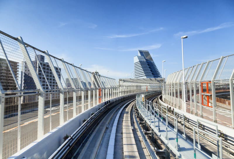 Rail Track and Cityscape of Tokyo during Sunset, View from Speed Train ...