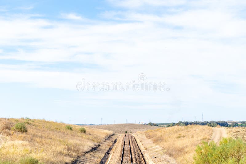 Rail Track in a Field Covered in the Grass Under the Sunlight and a ...