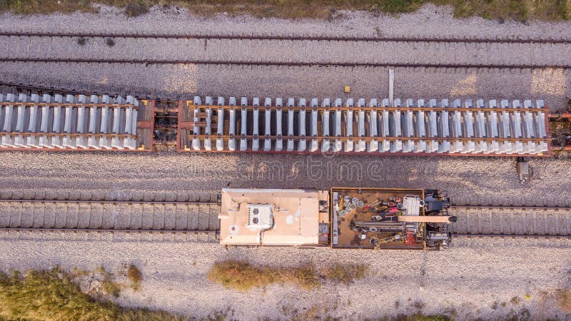 Rail Tracks Maintenance Process. Repairing Railway. Stock Photo - Image ...