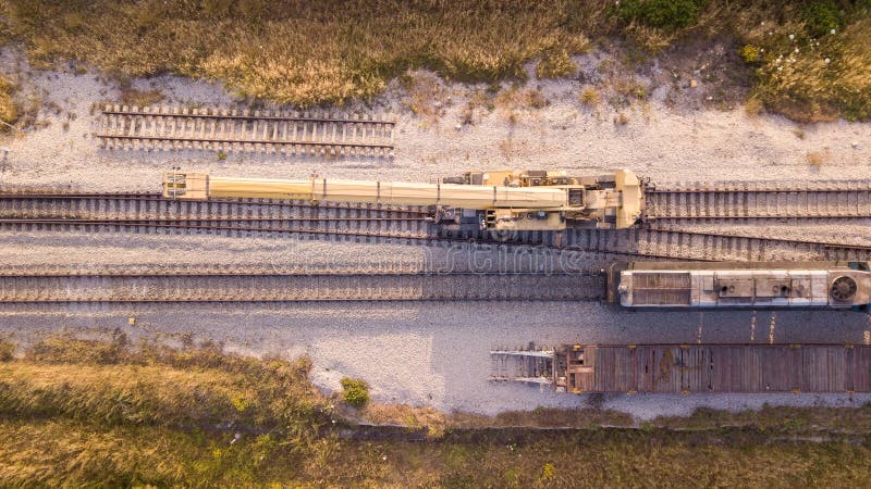 Rail Tracks Maintenance Process. Repairing Railway. Stock Image - Image ...