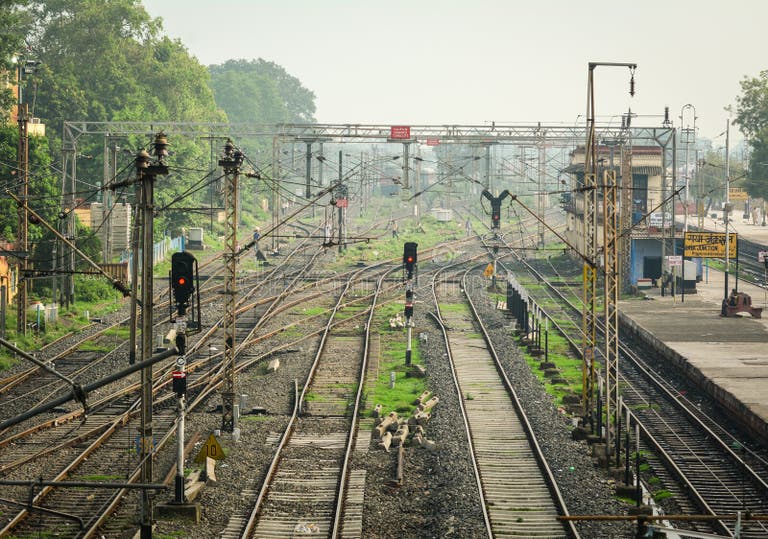 Rail Tracks at the Train Station in Agra, India Editorial Stock Image ...