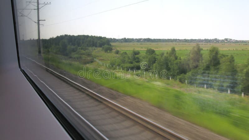 Rail Tracks, View from Window in Train, Time Stock Footage - Video of ...