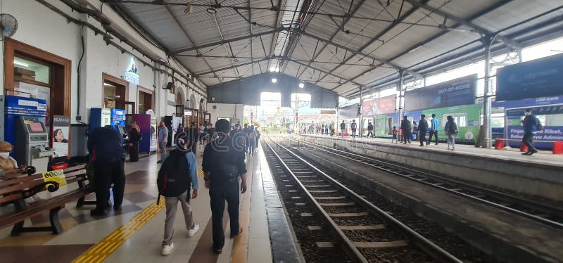 Rail Train Station in Bogor Editorial Image - Image of building ...