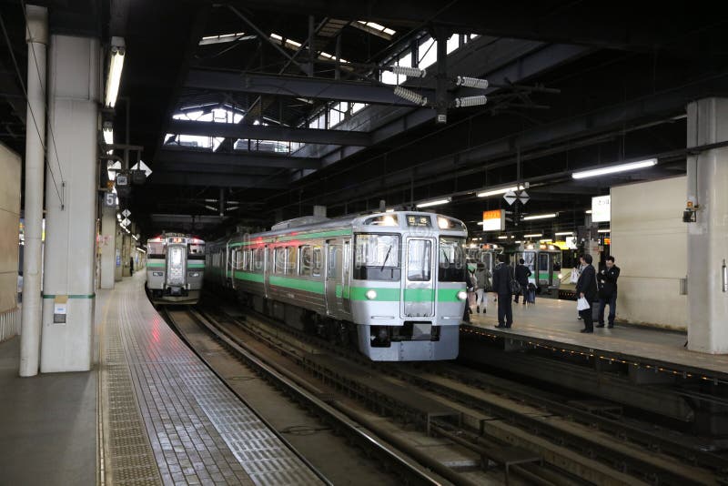 Rail Train Stop at Sapporo Station in Hokkaido, Japan. Editorial ...