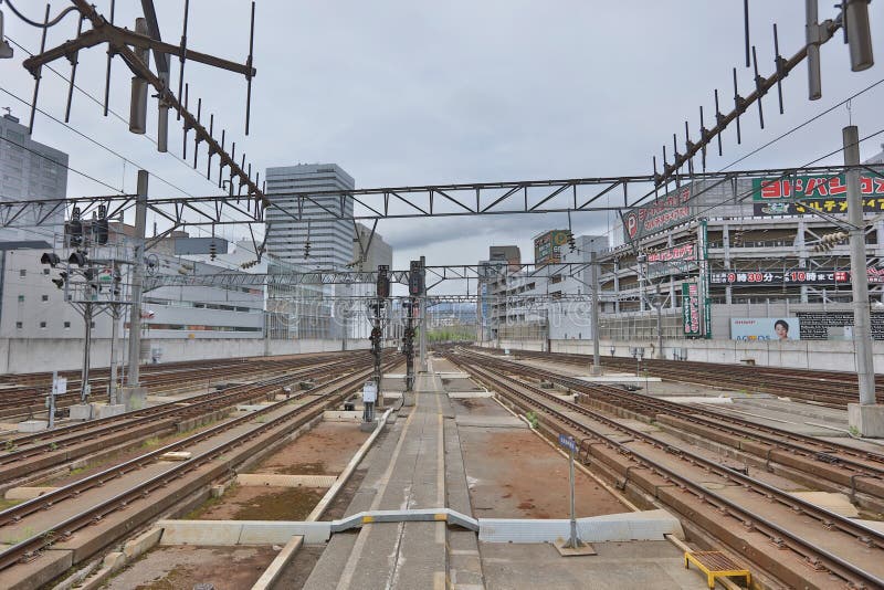 Rail Train Stop at Sapporo Station in Hokkaido, Japan. Stock Photo ...