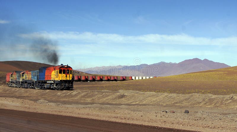 Rail Transport in the Altiplano, Los Andes, Chile Editorial Image ...