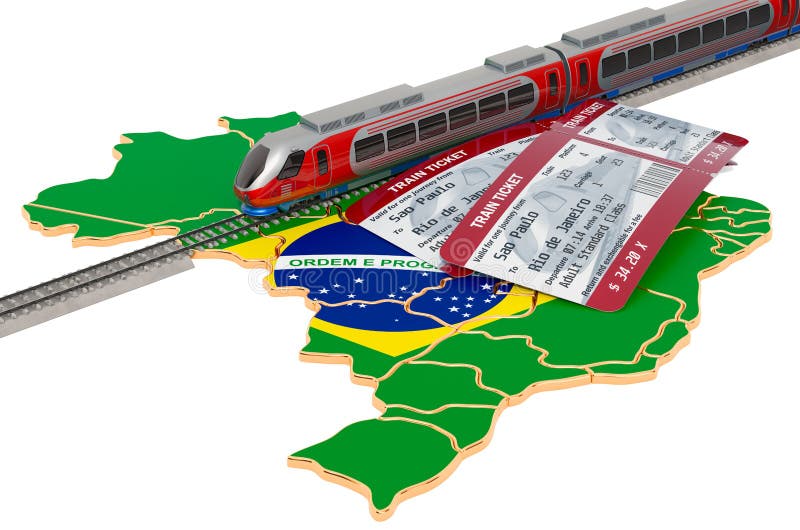 Rail Travel in Brazil, Concept. 3D Rendering Stock Illustration ...