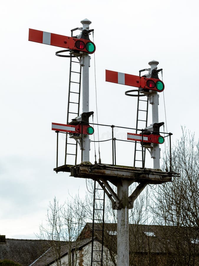 Rail Way Signals by the Side of the Train Lines Ramsbottom Stock Photo ...