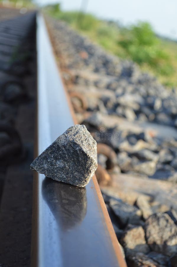 Rail way stock image. Image of stone, track, rail, reflects - 60468693
