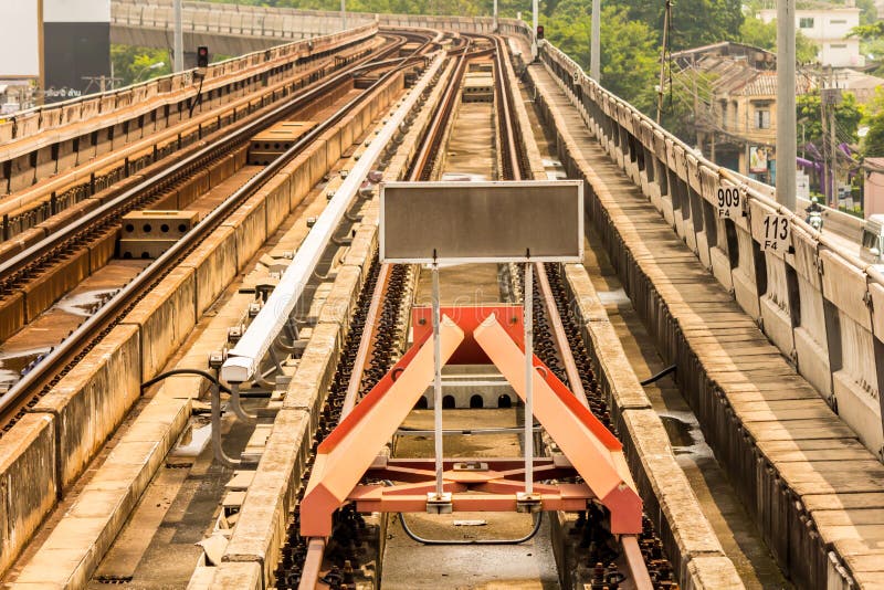 Rail Yard, Tracks and Endstation. Stock Image - Image of outdoor ...