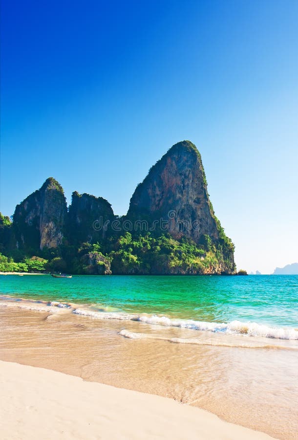 Railay Strand I Krabi Thailand Arkivfoto - Bild av strand, vändkrets ...