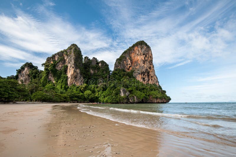 Railay Strand I Krabi Thailand Arkivfoto - Bild av horisont, vändkrets ...