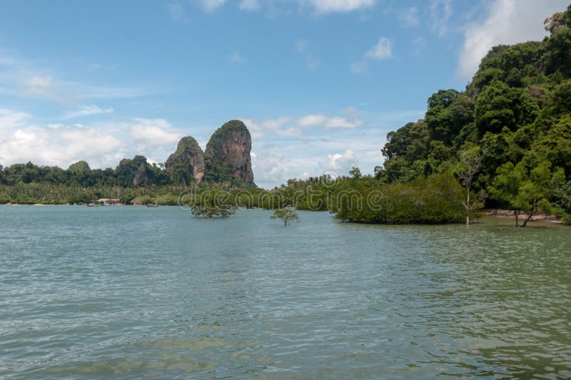 Railay-Strand in Panorama Krabi Thailand Stockfoto - Bild von himmel ...