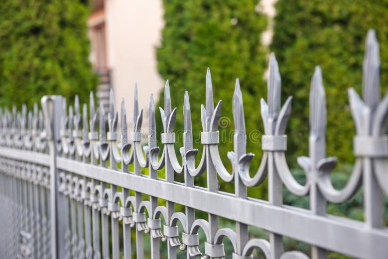 Railing of Beautiful Iron Fence Outdoors, Closeup Stock Image - Image ...