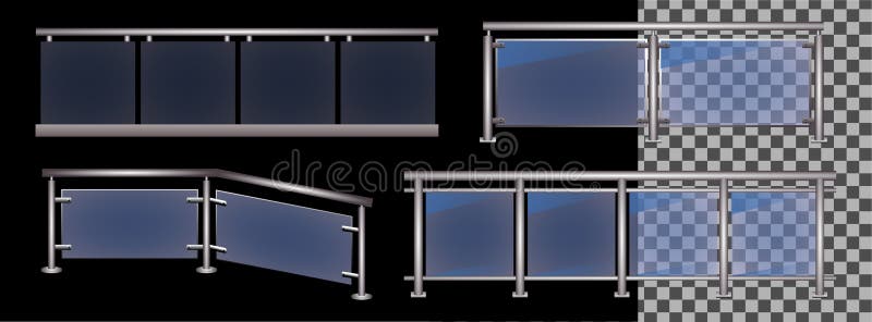 Glass Railing Set or Plexiglass Fence Sections Set with Handrails ...