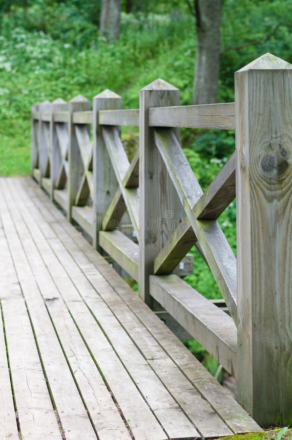 Railing and Fence of Wooden Bridge Stock Image - Image of fence ...