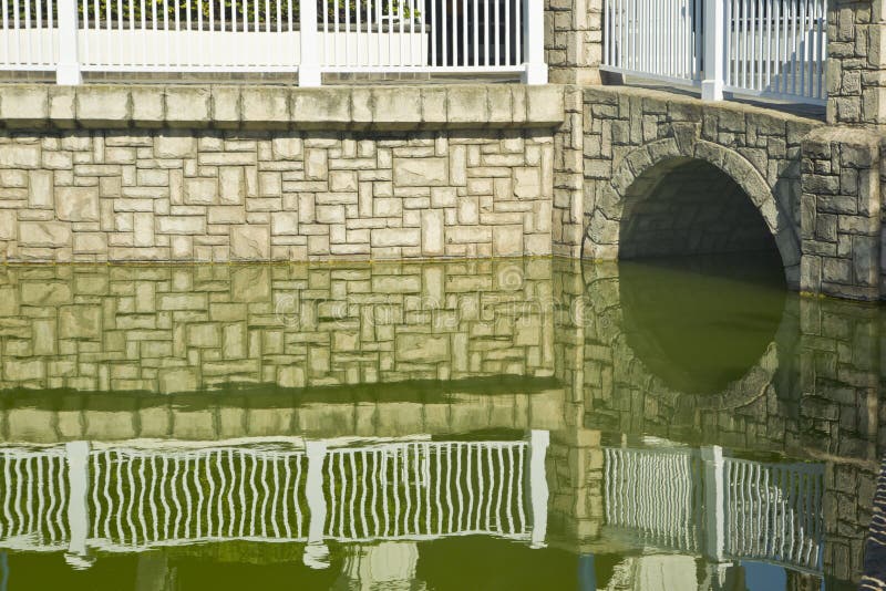 Railing Reflections in the Water Stock Image - Image of landmark ...